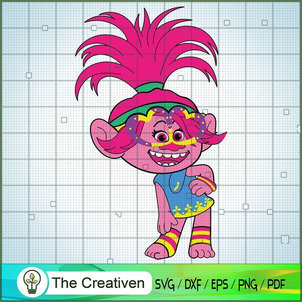 Cute Queen Poppy SVG, Trolls SVG, Funny SVG, Cartoon SVG - Premium ...