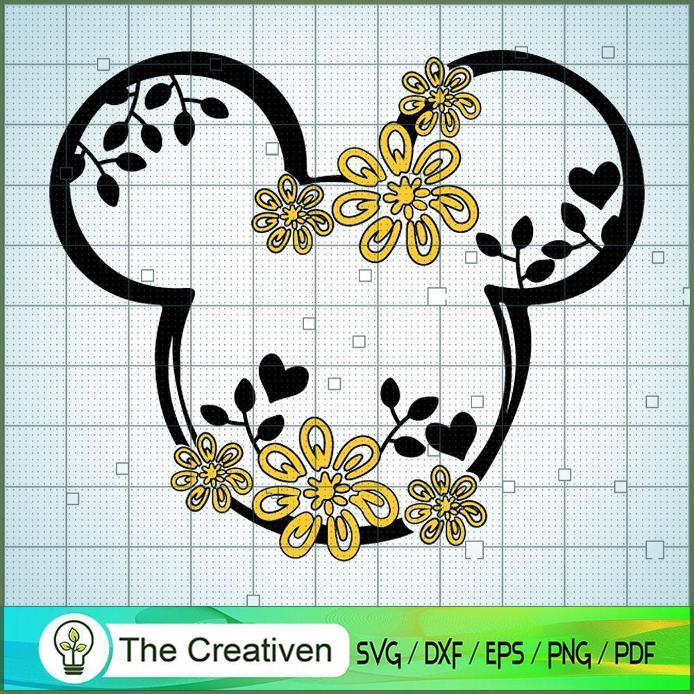 Minnie Outline Black Flower SVG, Mickey And Minnie SVG, Flower SVG ...