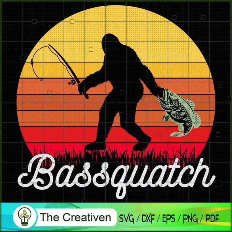 Retro Bassquatch Bigfoot Fishing SVG , Fishing SVG,Fishing Boat SVG ...