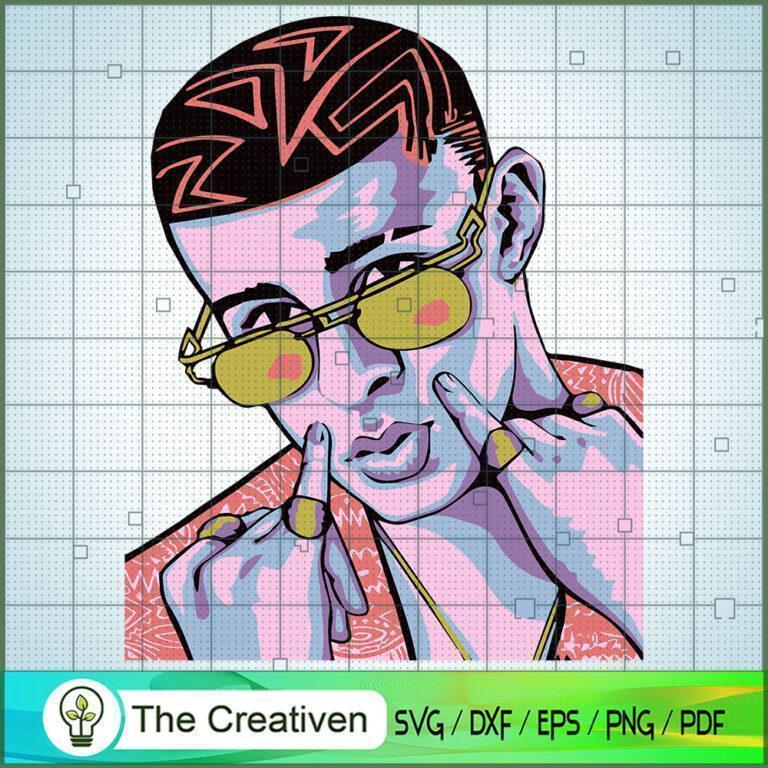 Bad Bunny Colorful Art SVG, Bad Boy SVG, Rapper SVG - Premium ...