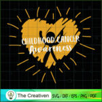 Gold Heart Childhood Cancer Awareness SVG, Cancer Awareness SVG ...