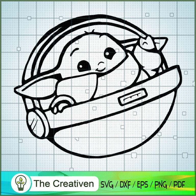 Baby Yoda Fly On Board SVG, Star Wars SVG, The Mandalorian SVG, Grogu ...