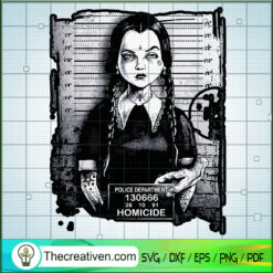 Wednesday Addams Halloween Mugshot SVG, Homicide SVG, Horror Halloween ...