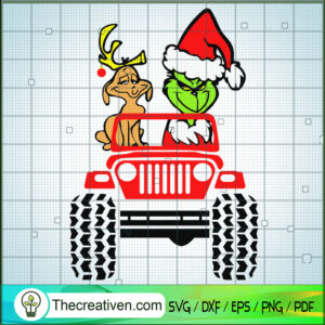 Grinch And Max On Jeep SVG, Grinch Christmas SVG, Christmas Characters ...