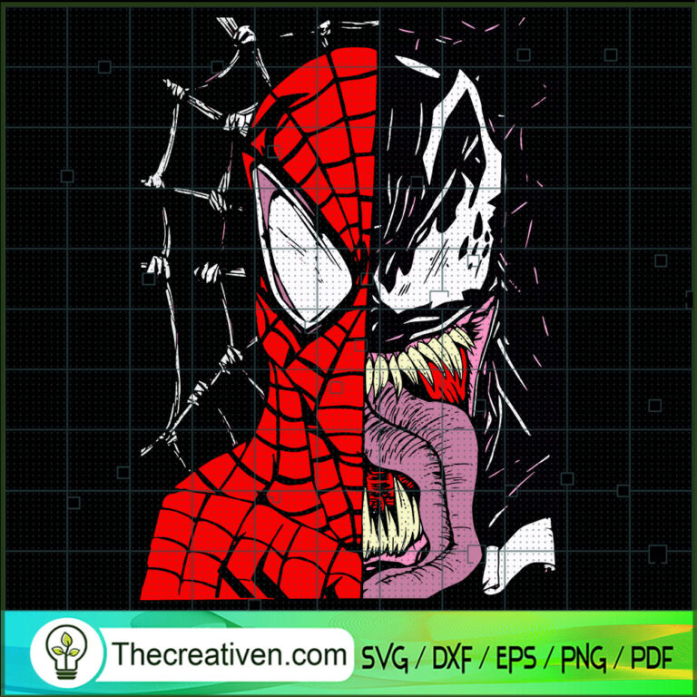 Spider Man Venom Half Face SVG, Spider Man SVG, Venom Marvel SVG ...