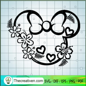 Minnie Head Flower SVG, Minnie Floral SVG, Disney Minnie Mouse SVG ...