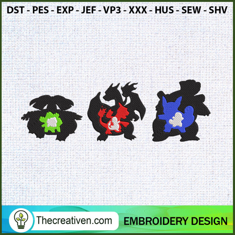 Bulbasaur, Charmander, Squirtle Evolution Embroidery Designs, Pokemon ...
