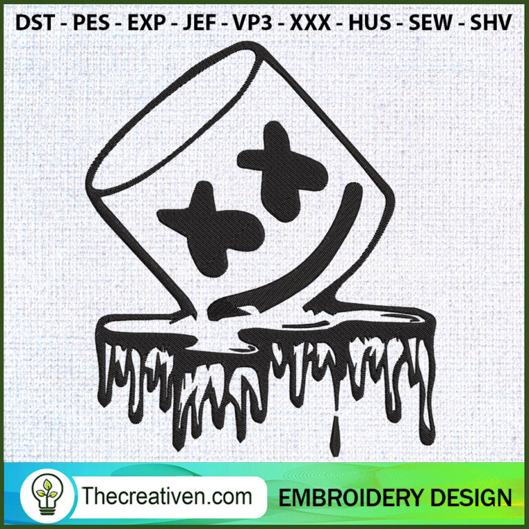 Marshmello Head Flow Embroidery Designs, Marshmello Machine Embroidery ...