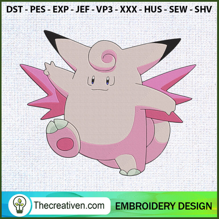 Clefable Pokemon Embroidery Designs, Pokemon Machine Embroidery Design ...