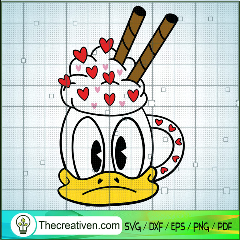 Donald Duck Valentines Day Mug SVG, Donald Cup SVG, Happy Valentines ...