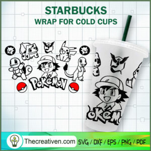 Video Game Pokemon Starbucks Cold Cup SVG, 24oz Venti Cold Cup ...