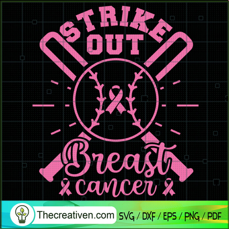 Strike Out Breast Cancer SVG, Cancer Baseball SVG, Breast Cancer Awareness SVG - Premium ...