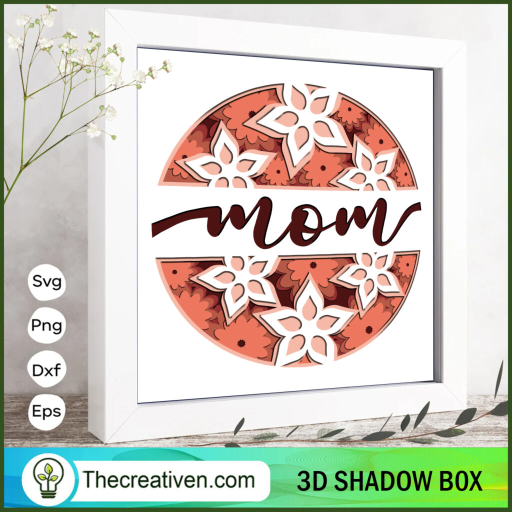 Mom And Kid 3D Papercut Lightbox SVG, Mother's Day Shadow Box, Paper ...