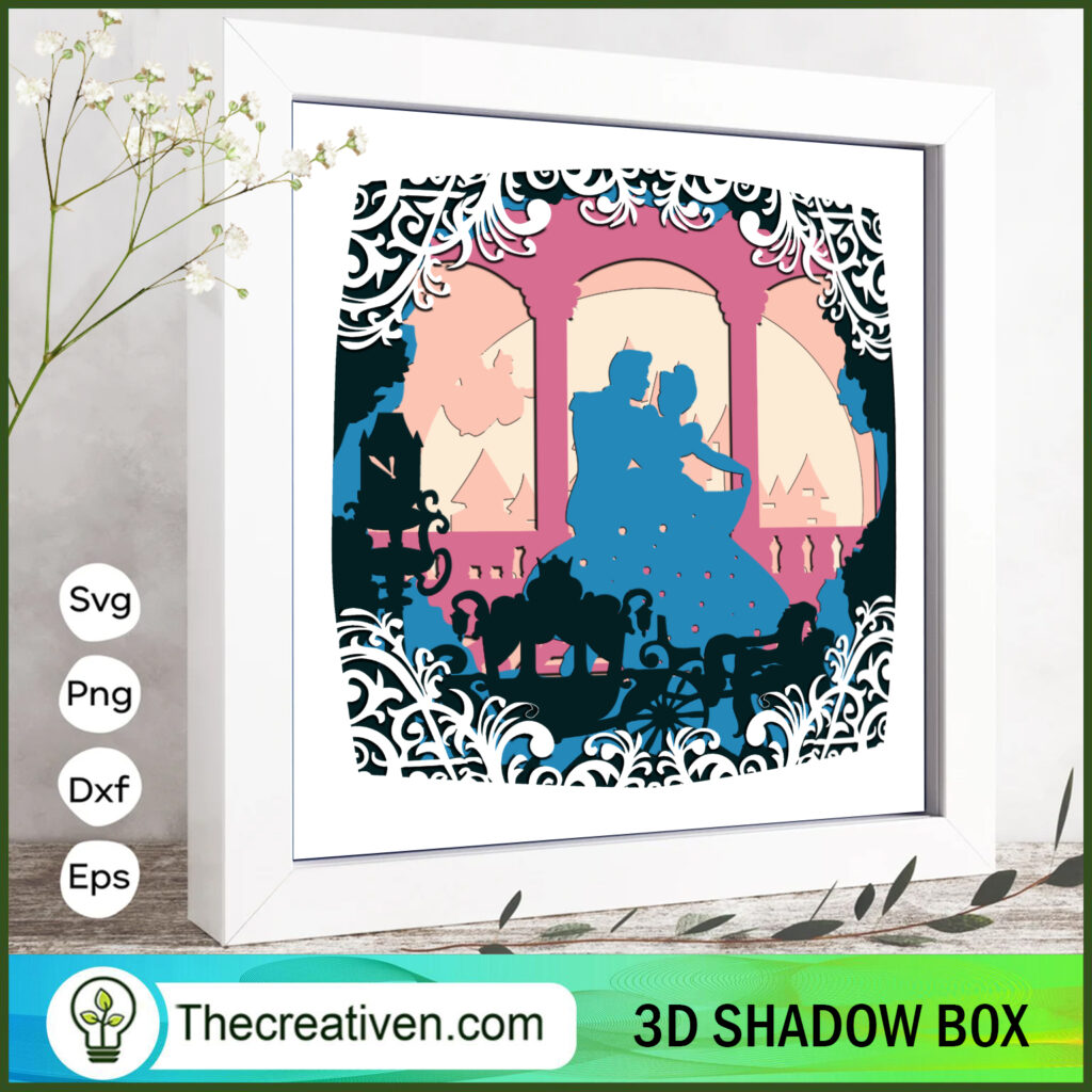 Cinderella 3D Papercut Lightbox SVG, Disney Princess Shadow Box, Paper ...