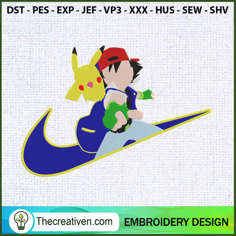 Nike With Pikachu And Satoshi Embroidery Designs, Pokemon Machine ...