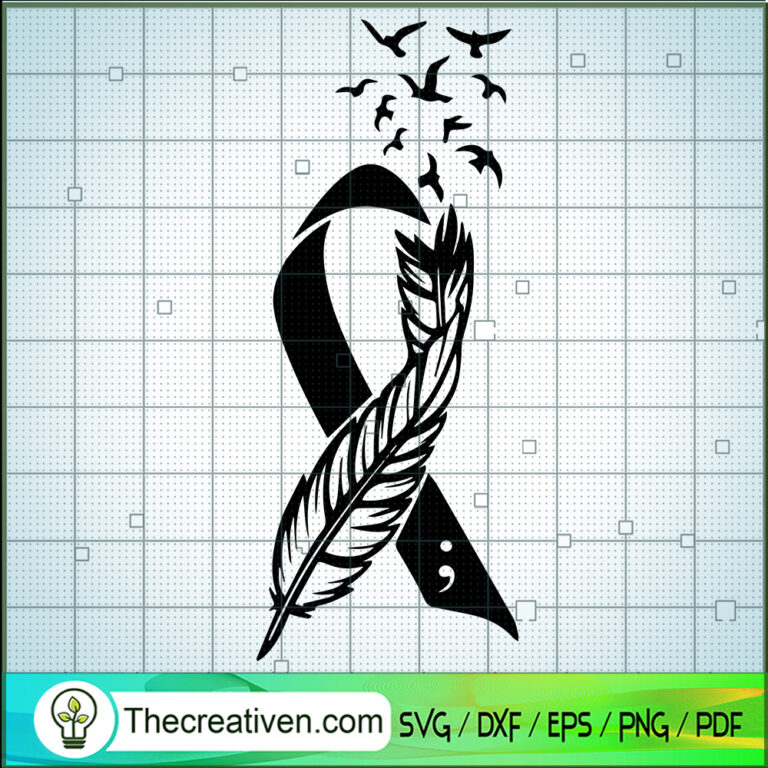 Feathers Ribbon SVG, Cancer Ribbon SVG, Feather And Birds SVG - Premium ...