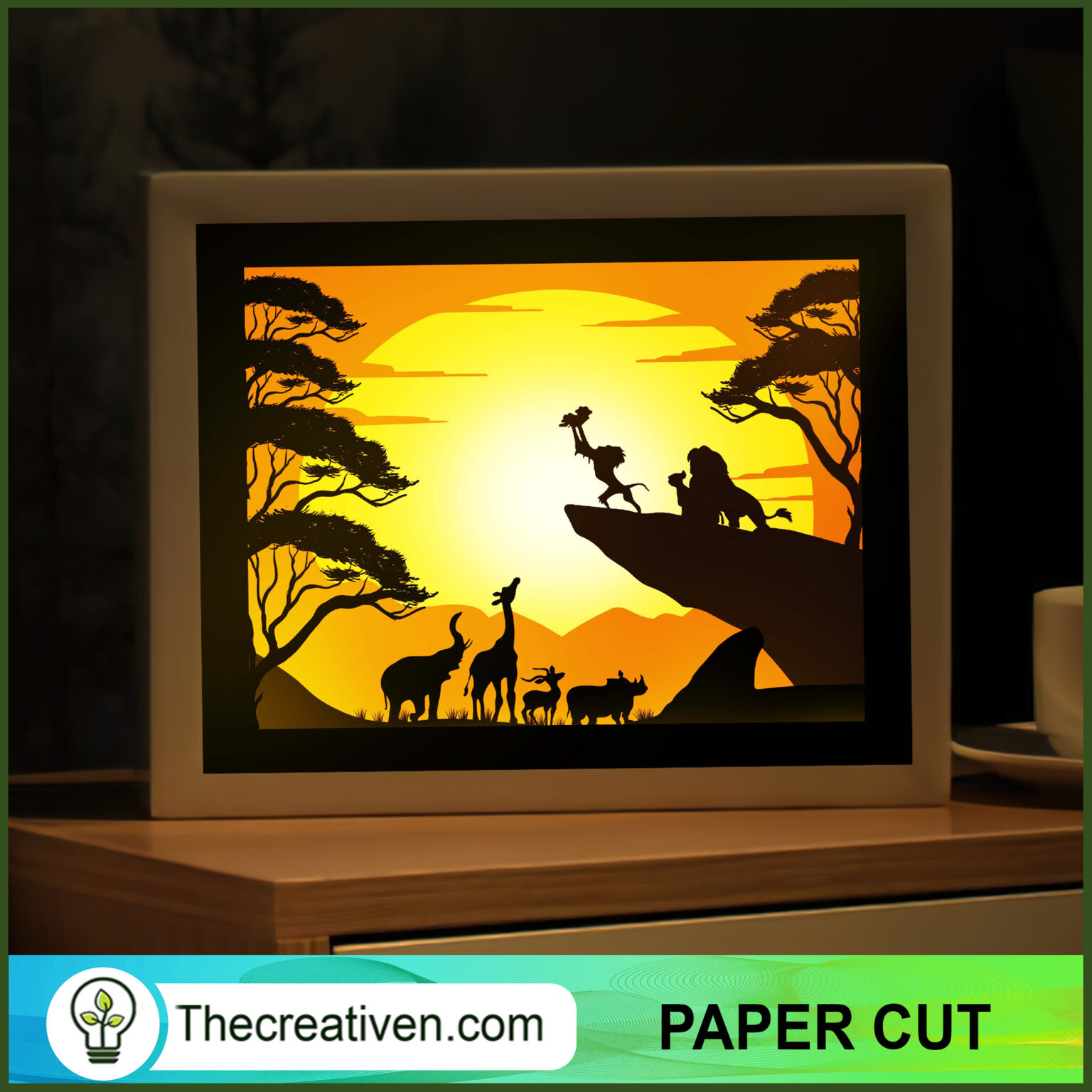 The Lion King Shadow Box, Disney Movies Paper Cut, 3D Cut Light Box ...