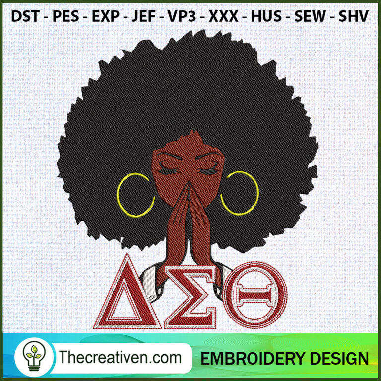 Afro Girl Delta Sigma Theta 1913 Embroidery Designs, Afro Woman Machine ...