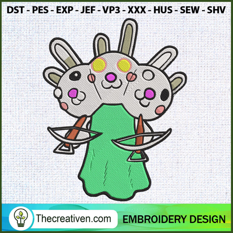 Piggy Bunny Three Head Embroidery Designs, Roblox Piggy Machine ...