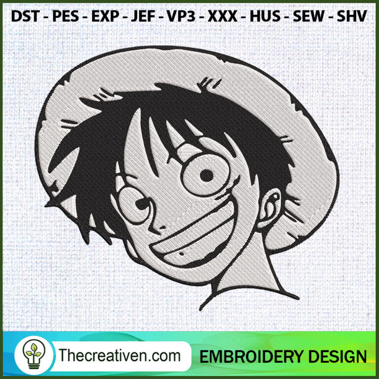 Monkey D.Luffy Face Embroidery Designs, One Piece Machine Embroidery ...