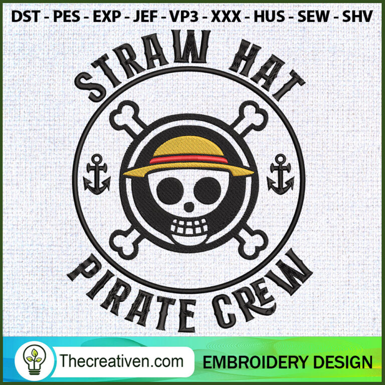 Straw Hat Pirate Crew One Piece Embroidery Designs, One Piece Machine ...