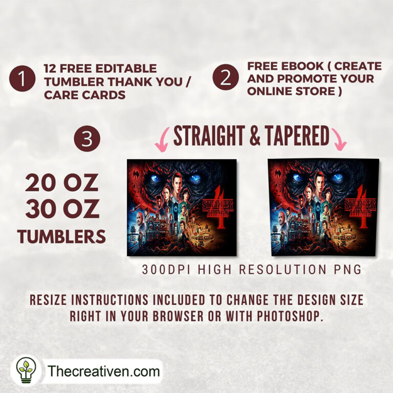 Stranger Things 4 Poster Full Tumbler Wrap, Stranger Things Skinny ...