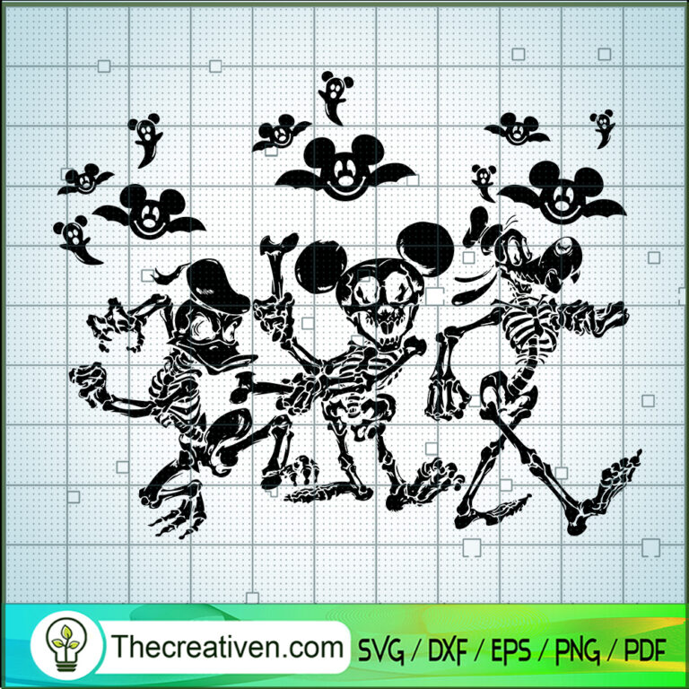 Mickey And Donald Duck And Goofy Skeleton SVG, Disney Skeleton SVG ...