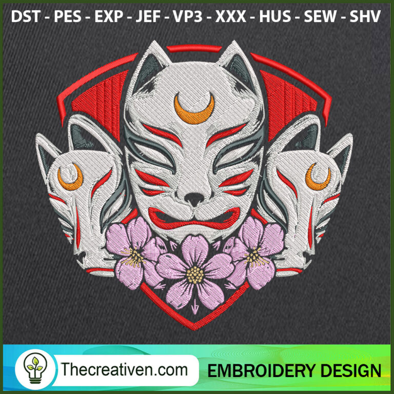 Kitsune Mask Embroidery Designs, Kukan Kitsune Machine Embroidery ...