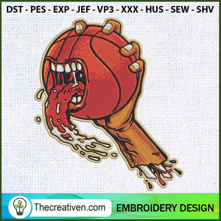 Scary Hand Basketball Embroidery Designs, Halloween Machine Embroidery ...