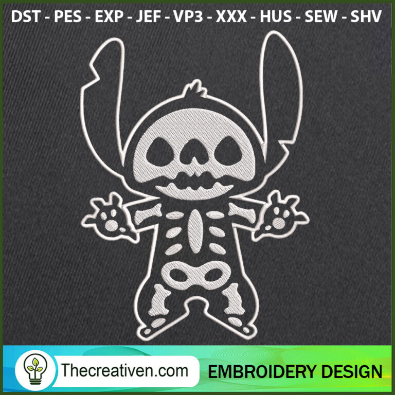 Stitch Skeleton Embroidery Designs, Halloween Machine Embroidery Design ...