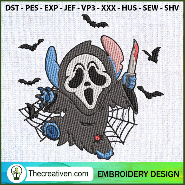 Ghostface Stitch Funny Embroidery Designs, Halloween Machine Embroidery ...