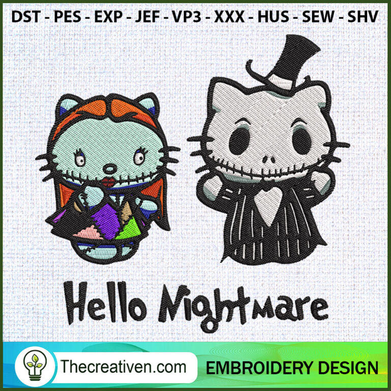 Hello Nightmare Jack And Sally Embroidery Designs, Halloween Machine Embroidery Design, Machine ...