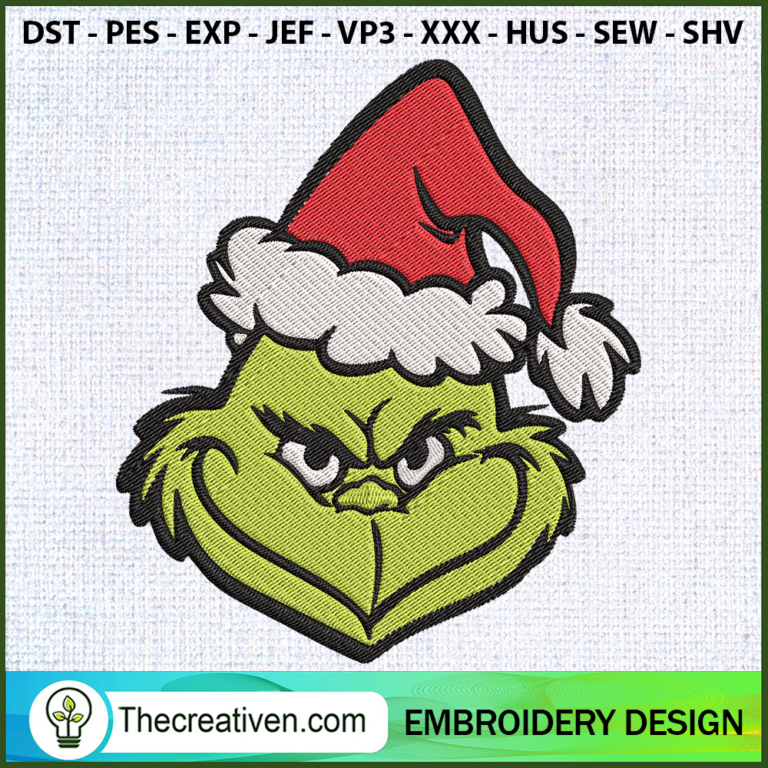 Grinch Green Face Embroidery Designs, Christmas Machine Embroidery ...