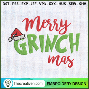 Merry Grinchmas Text Embroidery Designs, Christmas Machine Embroidery ...
